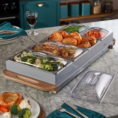 Buffet Warmer Food Server Hot Plate 9.6L 5 Tray Adjustable Temp 300W ...