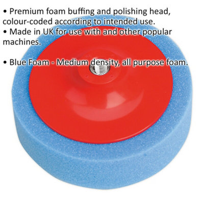 Buffing & Polishing Foam Head - 150 x 50mm - M14 x 2mm Thread - Medium ...
