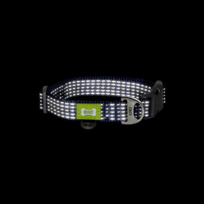 BUILT PETS REFLECTIVE COLLAR SMALL BLUE