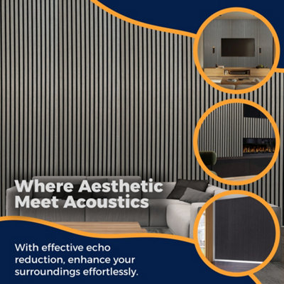 Built Right Acoustic Slat Wall Panels - Silver Oak - 2400mm x 600mm