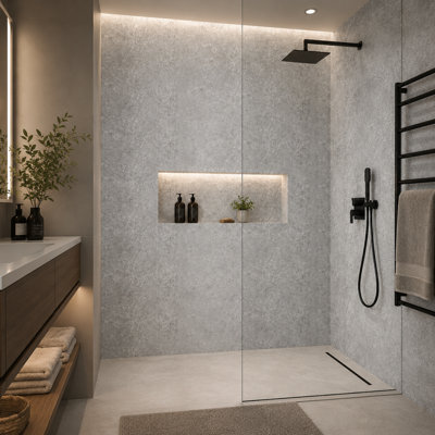 BUILT RIGHT PVC SHOWER WALL PANELS 1M X 2.4M WATERPROOF BATHROOM WALL ...