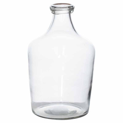 Bulbous Narrow Neck Glass Vase - Glass - L15 x W15 x H24 cm - Clear