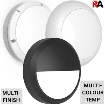 Bulkhead Outdoor Lighting 13W Combi White/Black IP65 3x CCT Options & 3 ...