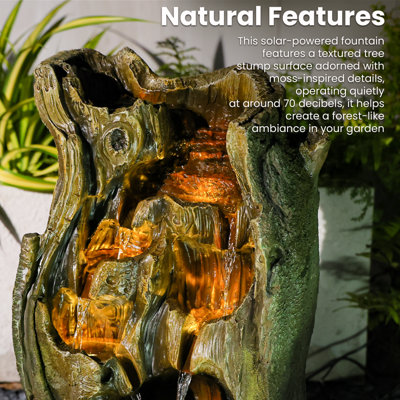 Bumilgar Elegant Solar Tree Stump Water Feature with Light for Garden ...