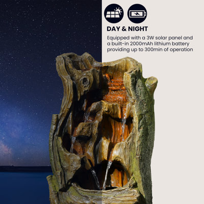 Bumilgar Elegant Solar Tree Stump Water Feature with Light for Garden ...