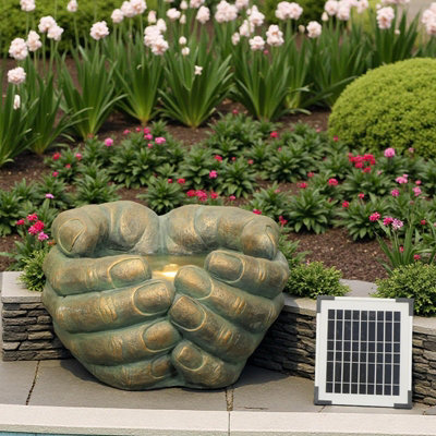 Bumilgar Elegant Solar Water Fountain with LED Lights 31cm Gold Buddha ...