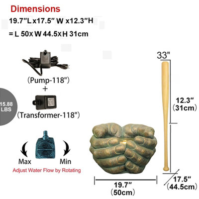 Bumilgar Elegant Solar Water Fountain with LED Lights 31cm Gold Buddha ...