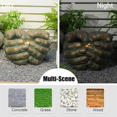 Bumilgar Elegant Solar Water Fountain with LED Lights 31cm Gold Buddha ...