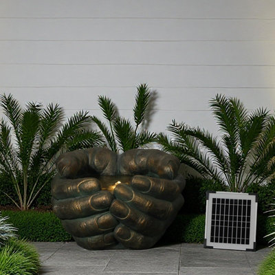 Bumilgar Elegant Solar Water Fountain with LED Lights 31cm Gold Buddha ...