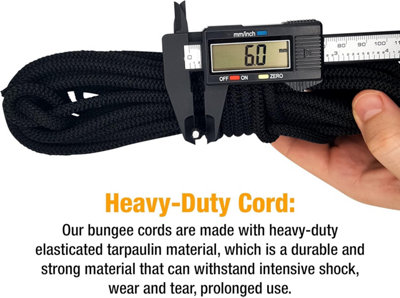 Bungee Cord 10m x 6mm Elasticated Tarpaulin Bungee Cord - Heavy-Duty ...