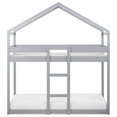Bunk Bed House Pine Wood LABATUT 90 x 200 cm (EU Single) Grey