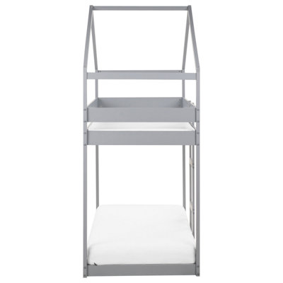 Bunk Bed House Pine Wood LABATUT 90 x 200 cm (EU Single) Grey