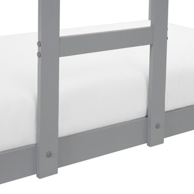 Bunk Bed House Pine Wood LABATUT 90 x 200 cm (EU Single) Grey
