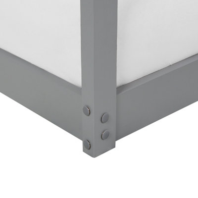 Bunk Bed House Pine Wood LABATUT 90 x 200 cm (EU Single) Grey