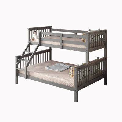 Bunk Bed Kids Grey 3ft Single Upper and 4ft6 Double Bottom Bunk Beds ...