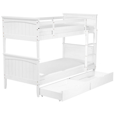 BUNK BED WITH DRAWERS WOOD ALBON 90 X 200 CM (EU SINGLE) WHITE