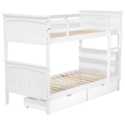 BUNK BED WITH DRAWERS WOOD ALBON 90 X 200 CM (EU SINGLE) WHITE