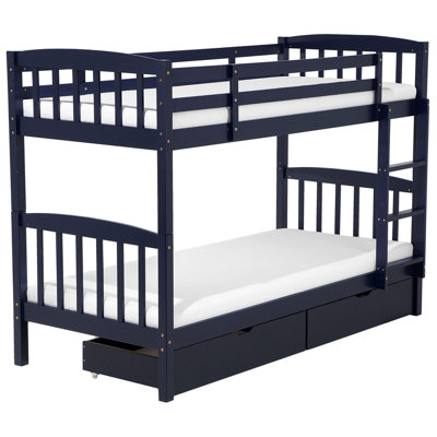 BUNK BED WITH DRAWERS WOOD REVIN 90 X 200 CM (EU SINGLE) NAVY BLUE
