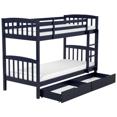 Bunk Bed with Drawers Wood REVIN 90 x 200 cm (EU Single) Navy Blue