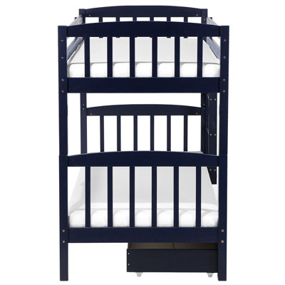 BUNK BED WITH DRAWERS WOOD REVIN 90 X 200 CM (EU SINGLE) NAVY BLUE