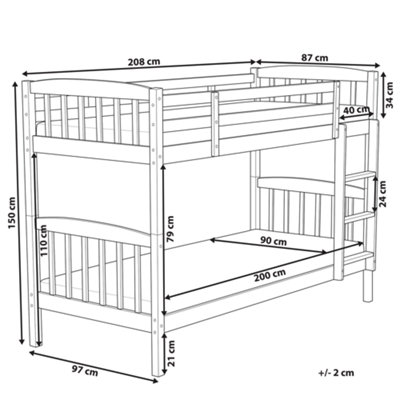 Bunk Bed Wood REVIN 90 x 200 cm (EU Single) Navy Blue