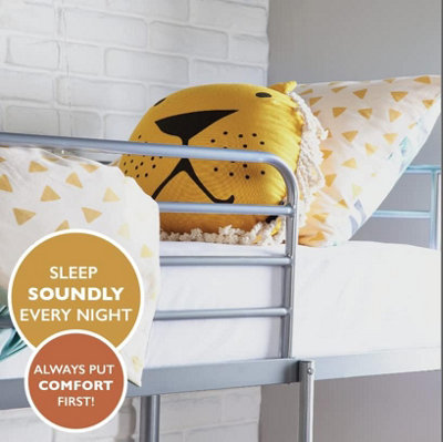 Bunk Beds Extra Strong & Durable Silver Metal Double Bunk Bed With Mattress