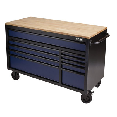 BUNKER by Draper Tools Workbench Roller Tool Cabinet, 10 Drawer, 56 ...