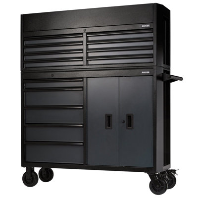 BUNKER Combined Roller Cabinet and Tool Chest, 13 Drawer, 52", Grey ...