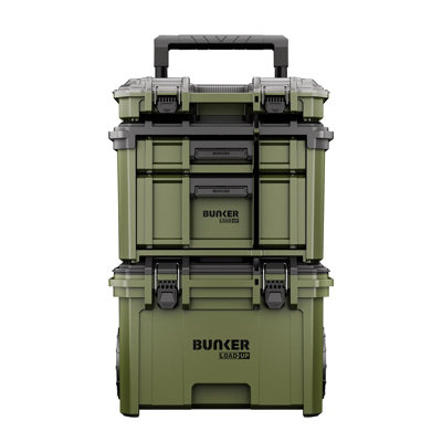 BUNKER Load-Up 3-in-1 Rolling Tool Box with Wheels, 2 Drawer Toolbox ...