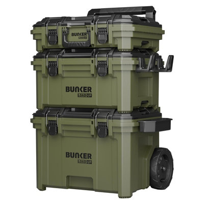 BUNKER Load-Up 9 Piece Tool Box System - 3 Tier Stackable Heavy Duty ...