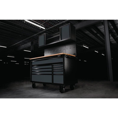 BUNKER ROLLER WORKSTATION WITH WORKBENCH, 10 DRAWER, 56", GREY 08242