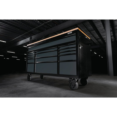 BUNKER Workbench Roller Tool Cabinet, 15 Drawer, 61", Grey 08238 | DIY ...