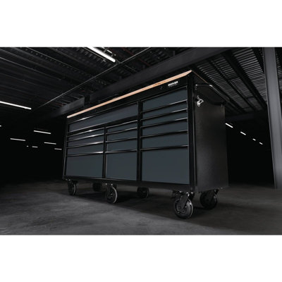 BUNKER Workbench Roller Tool Cabinet, 15 Drawer, 72", Grey 08241