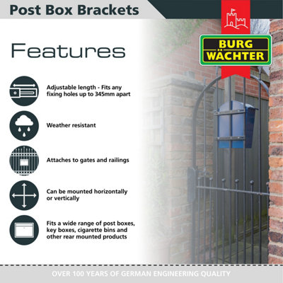 Burg-Wachter Adjustable Post Box Gate & Railing Mounting Bracket Kit