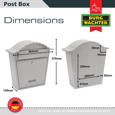 Burg-Wachter Classic French Grey Wall Mounted Galvanised Steel Lockable ...