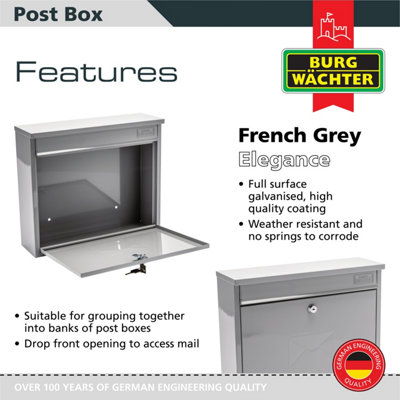 Burg-Wachter Elegance French Grey Wall Mounted Galvanised Steel ...