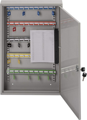 Burg-Wachter Single Door Key Cabinet with 50 Hooks, Grey