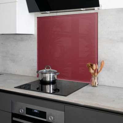 Burgundy Toughened Glass Kitchen Splashback - 600mm x 650mm