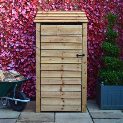 Burley 6ft Log Store with Doors - L80 x W89.5 x H181 cm - Rustic Brown