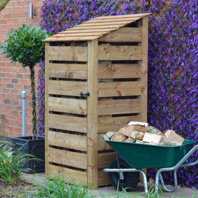 Burley 6ft Log Store with Doors - L80 x W89.5 x H181 cm - Rustic Brown