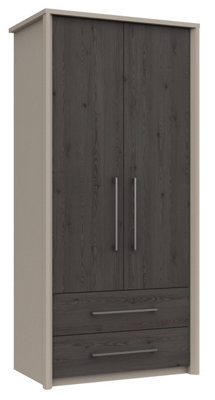 Burlington 2 Door Combi Robe with Mirror - Fired Earth and Anthracite ...