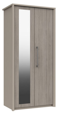 Burlington 2 Door Robe with Mirror - Fired Earth and Grey Oak on ...