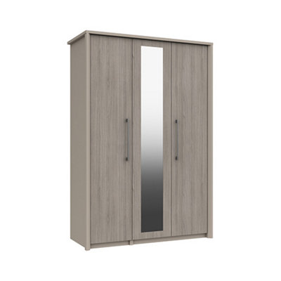Burlington 3 Door Robe with Mirror - Fired Earth and Grey Oak
