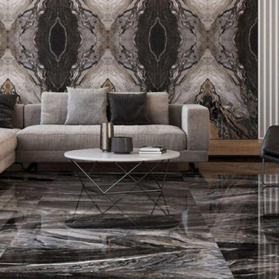 Burmantofts Palazzo Minerva - Black - Orobico Marble Effect Porcelain ...