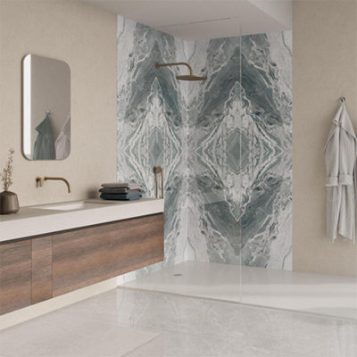 Burmantofts Palazzo Minerva Bookmatch A - Aqua - Orobico Marble Effect ...