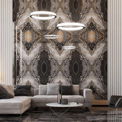 Burmantofts Palazzo Minerva Bookmatch A - Black - Orobico Marble Effect ...