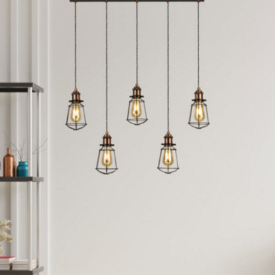 Burns 5 Light Copper & Black Ceiling Bar | DIY at B&Q