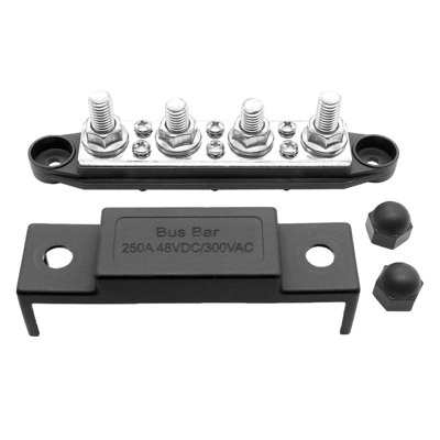 Bus Bar 250a 4 x M8 terminals. 8 screw terminals. Black. | DIY at B&Q