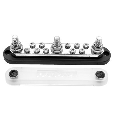 Bus Bar 300a 3 x M10 terminals. 10 screw terminals. Black. | DIY at B&Q