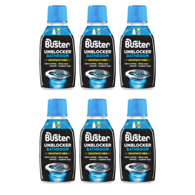 Buster Bathroom Plughole Unblocker Fast Powerful Clear 300ml - Pack of 6